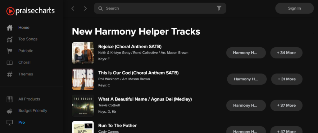Praisecharts - Harmony Helper